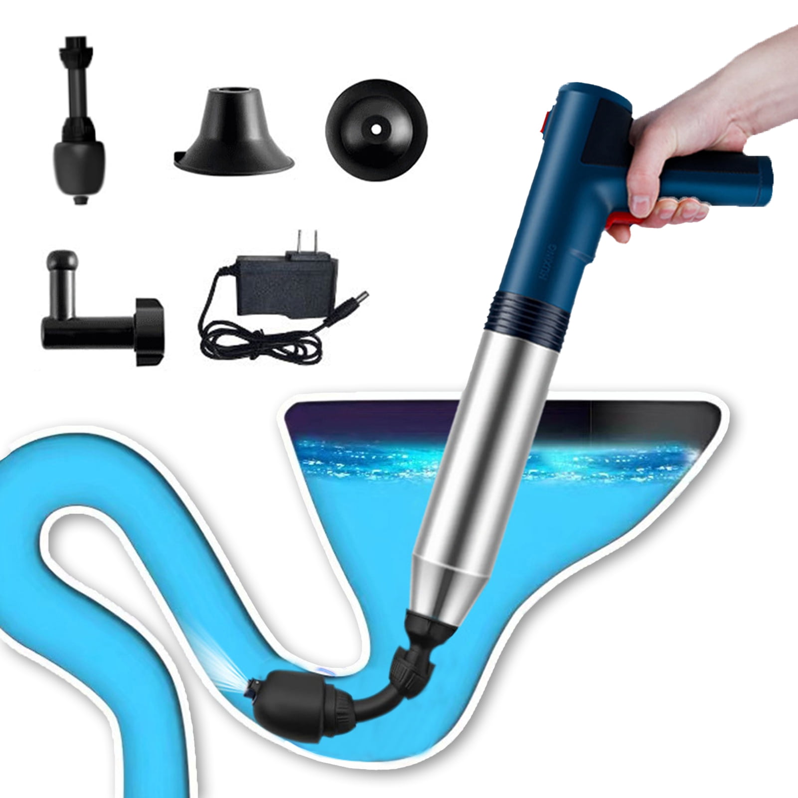 QuickGo Electric Toilet Plunger Unclogger Safe Efficient One Shot ...