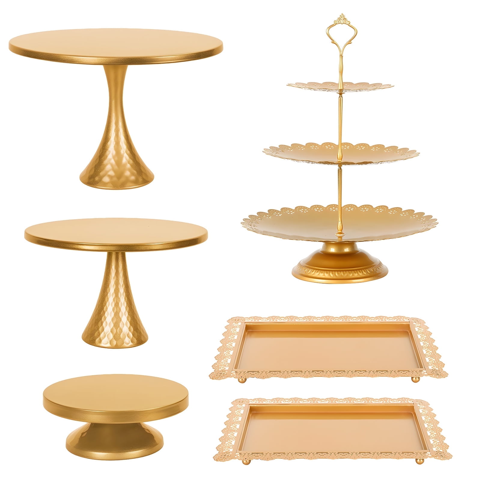 QuickGo Gold Dessert Display Stand - 6-piece metal cake stand, Layered ...