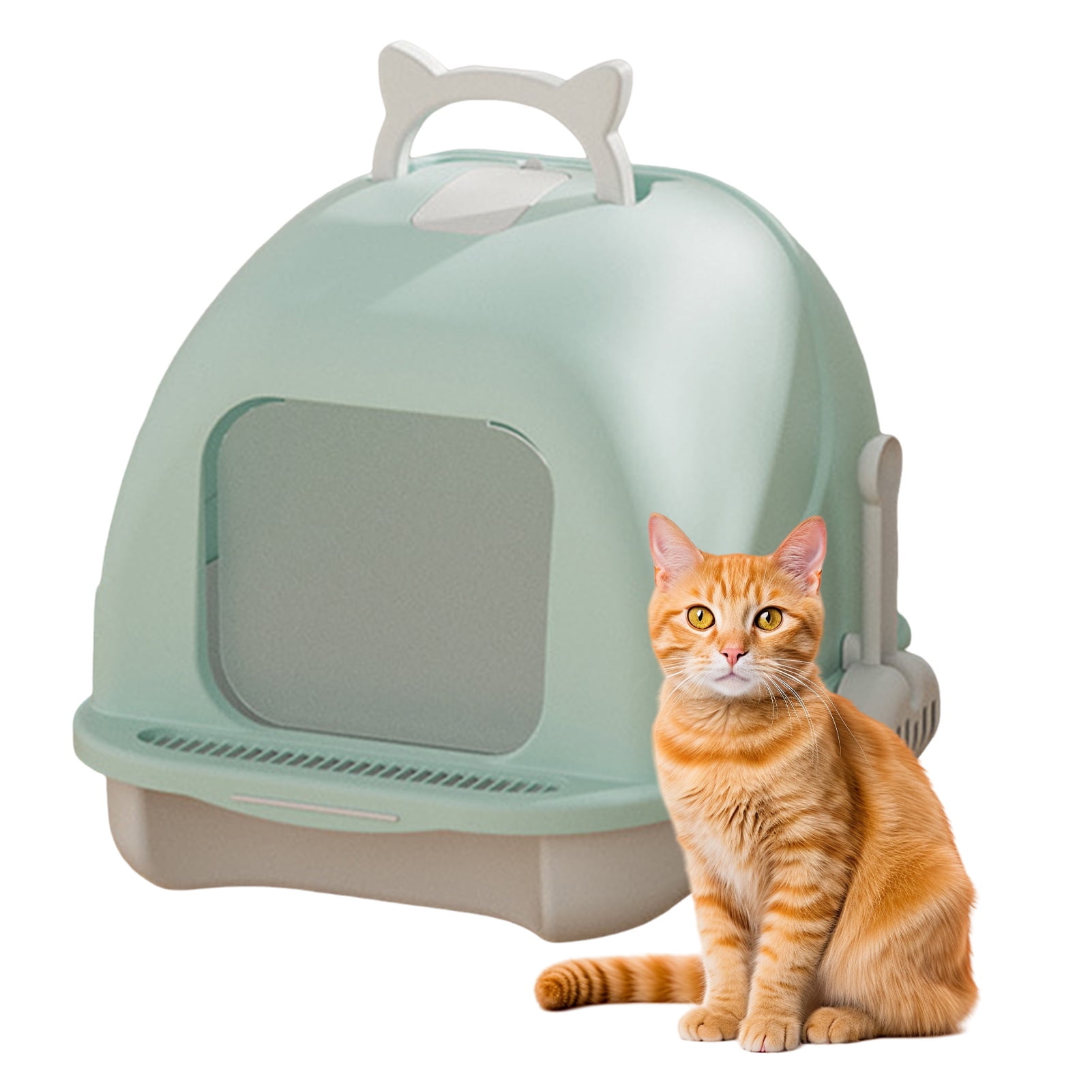 QuickGo Large Cat Litter Box with Lid Closed Kitten Litter Pan with ...