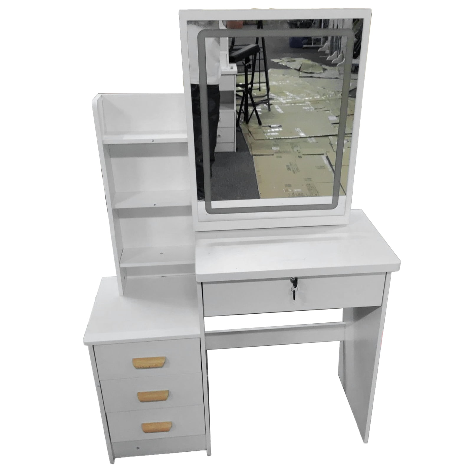 QuickGo Makeup Vanity Desk with LED Lighted Mirror, Vanity Table with 4 ...