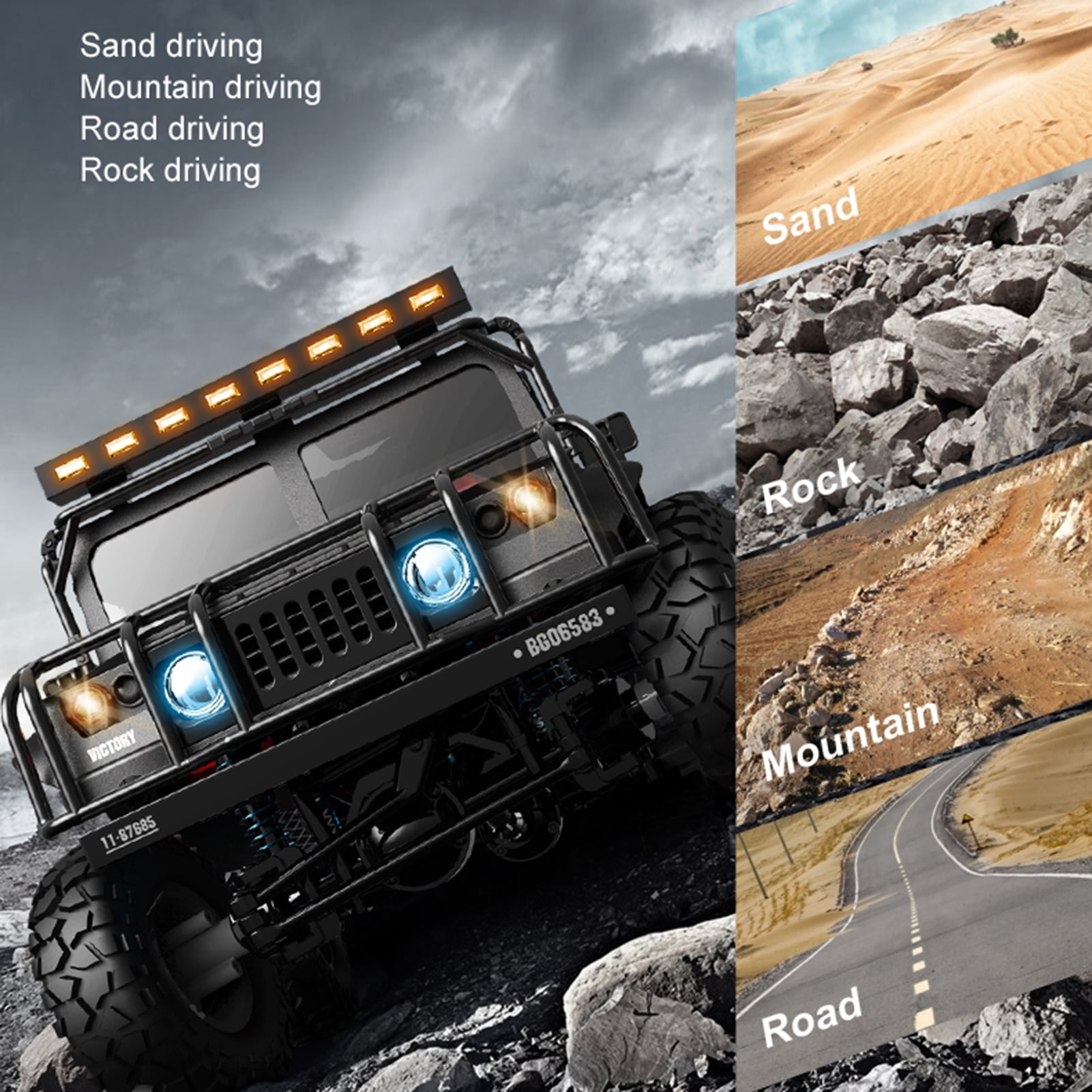 QuickGo Remote Control Off-Road Car with LED Light 4 Wheels Drive ...