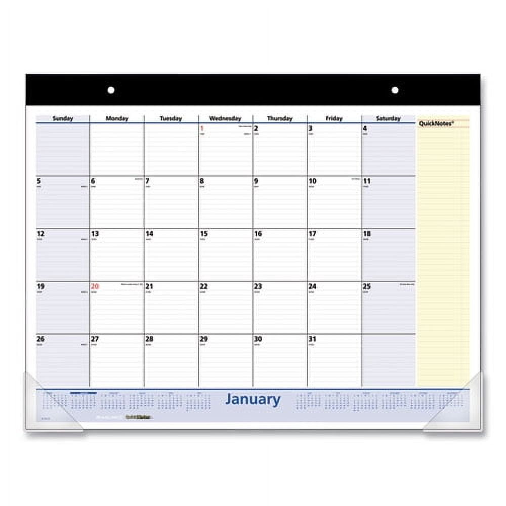 QuickNotes Desk Pad, 22 x 17, White/Blue/Yellow Sheets, Black Binding ...