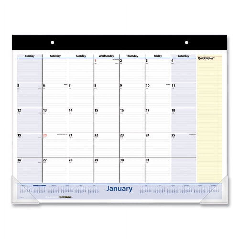 QuickNotes Desk Pad, 22 x 17, White/Blue/Yellow Sheets, Black Binding ...
