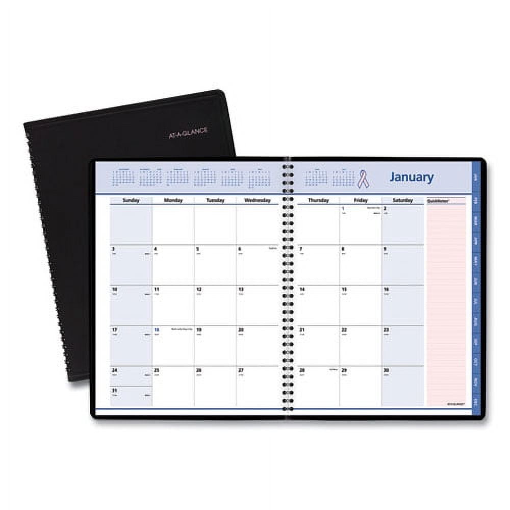 QuickNotes Special Edition Monthly Planner, 11 x 8.25, Black/Pink Cover ...
