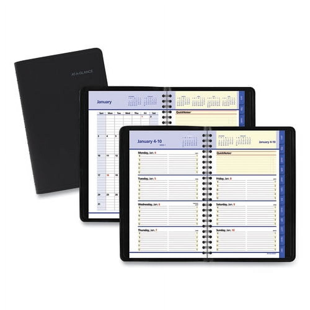QuickNotes Weekly Block Format Appointment Book, 8.5 x 5.5, Black Cover ...