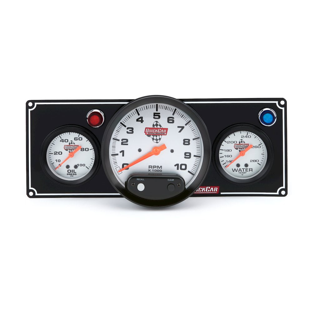 Quickcar Racing Products 2-1 Gauge Panel OP/WT w/ 5in Tach Black ...
