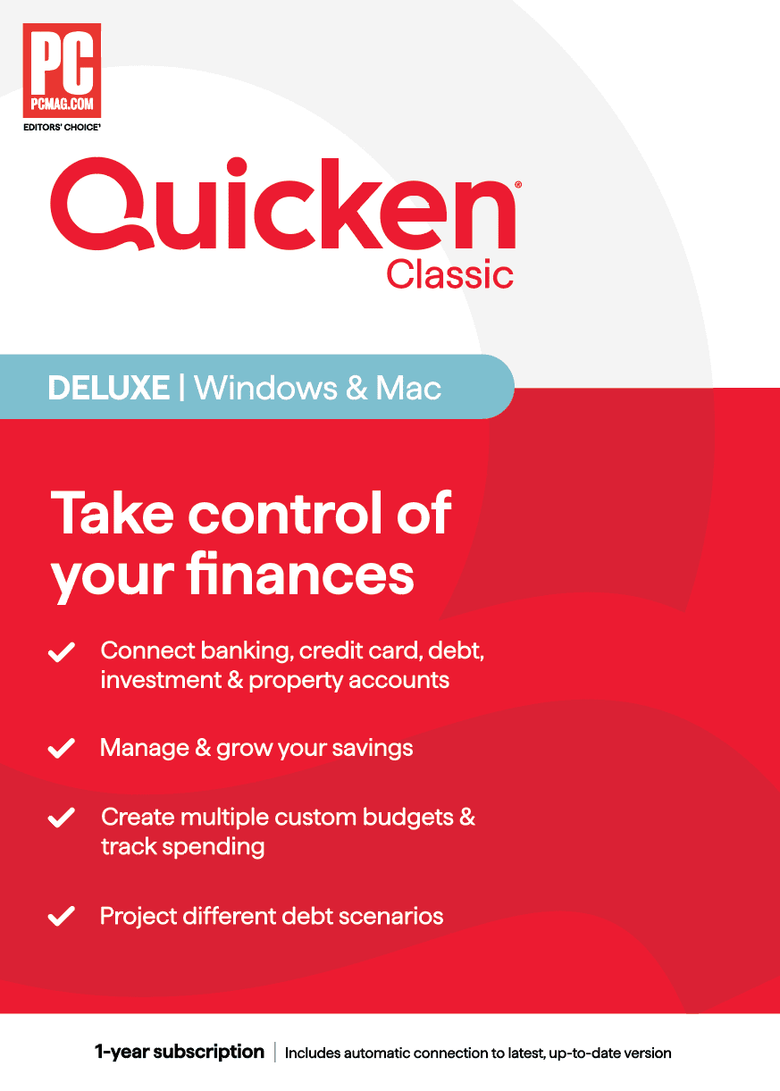 Quicken Classic Deluxe - 1 Year Subscription (Windows/Mac) [Key Card ...