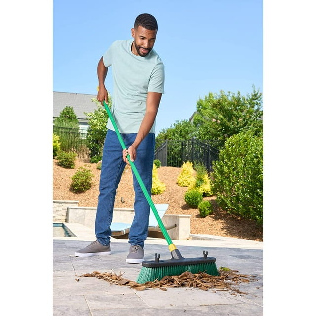 Quickie Bulldozer Multi-Surface Push Broom 18 inch, Green, Steel Handle ...