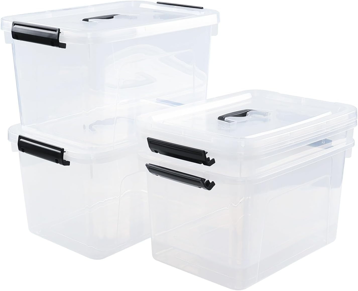 Quickquick 12 Quart Plastic Storage Bin with Handle, Clear Latching Box ...