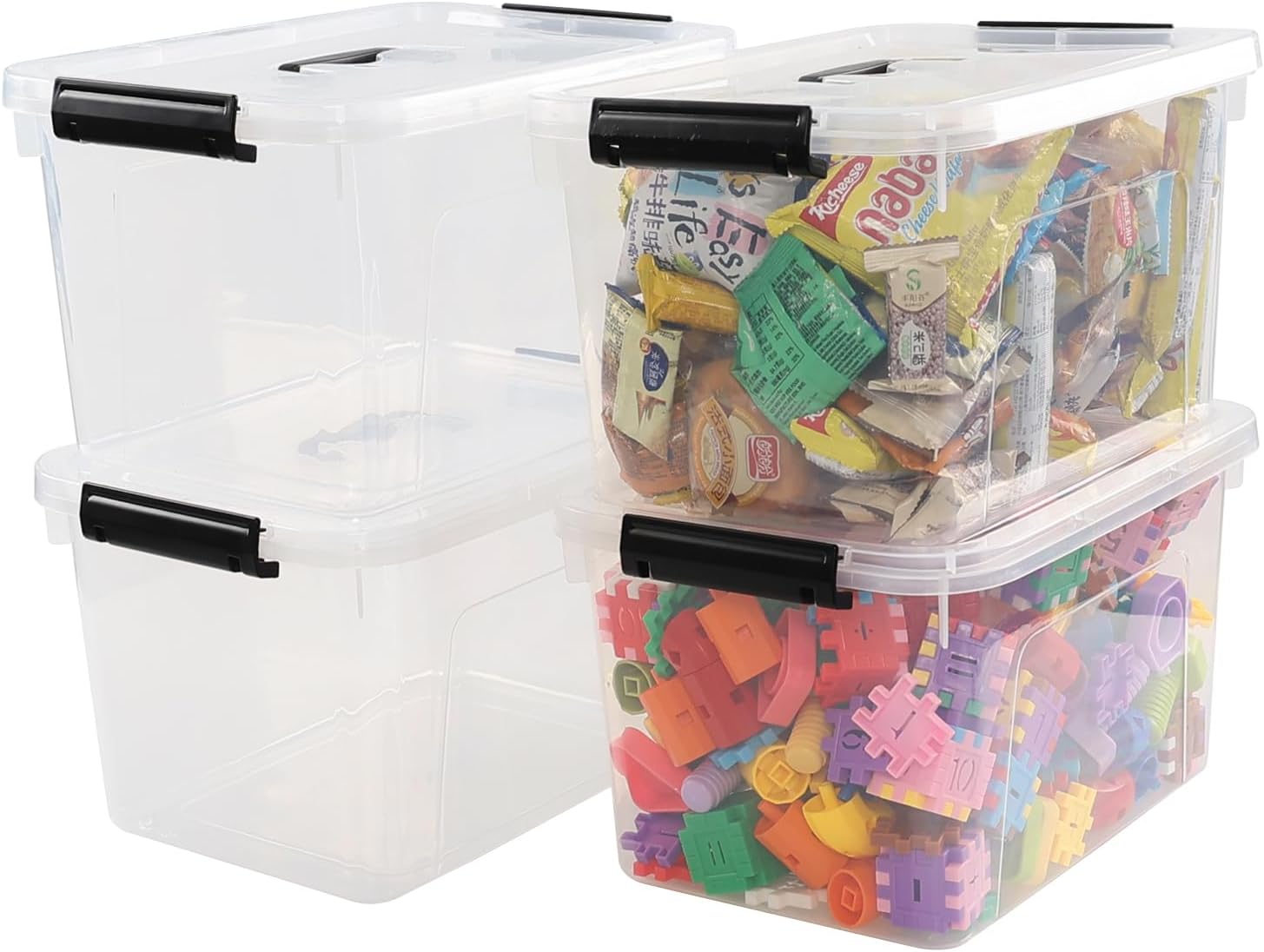 Quickquick 12 Quart Plastic Storage Box with Handle, Clear Plastic ...