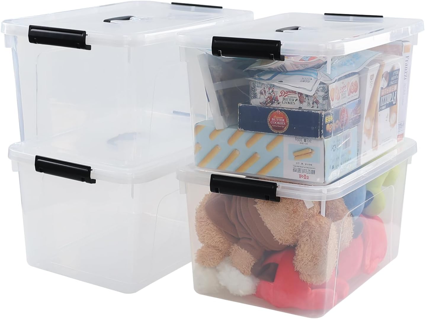 Quickquick 18 Quart Plastic Clear Latch Storage Boxes, Latching Bin ...