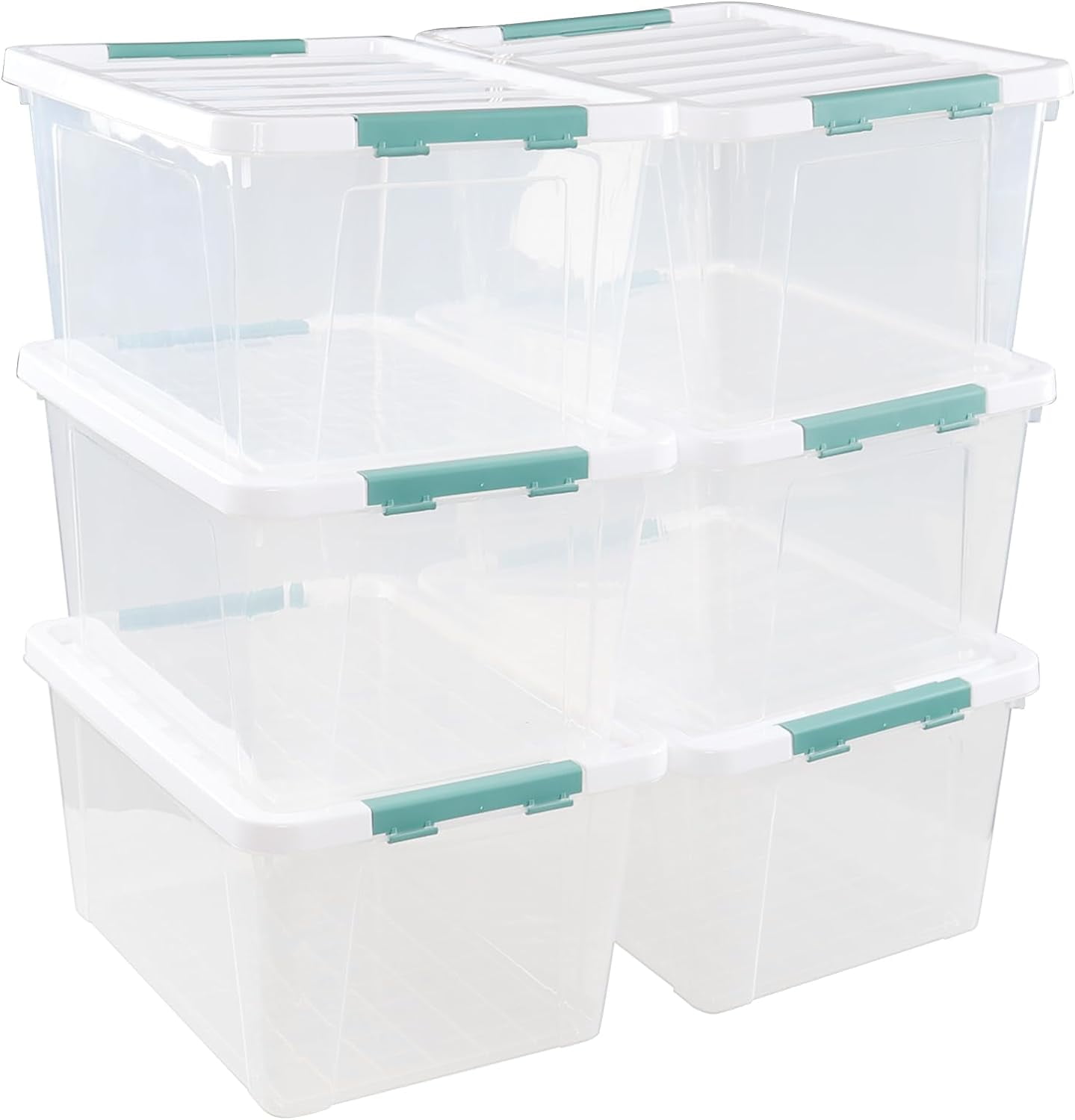 Quickquick 36 Quart Latch Clear Storage Tote, Plastic Storage Bin with ...