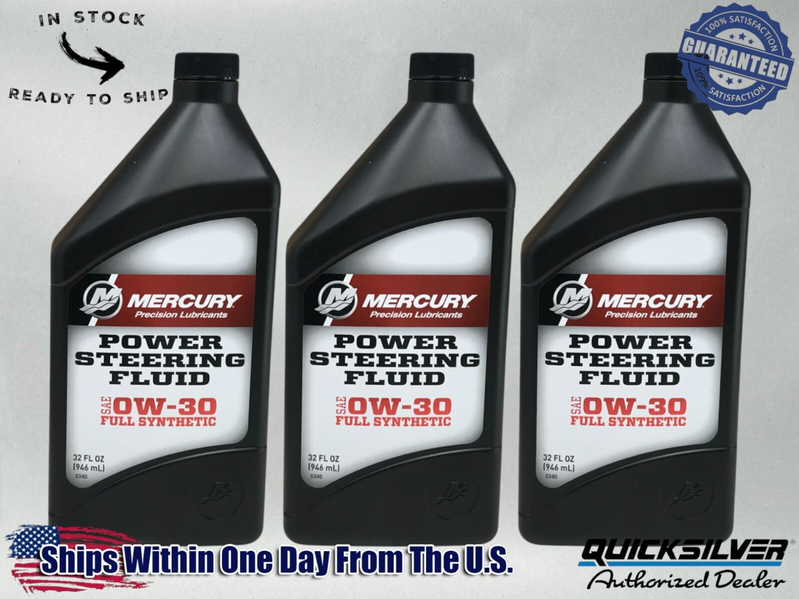 Quicksilver OEM Power Steering Fluid Quarts 92-858077K01 3 Pack ...