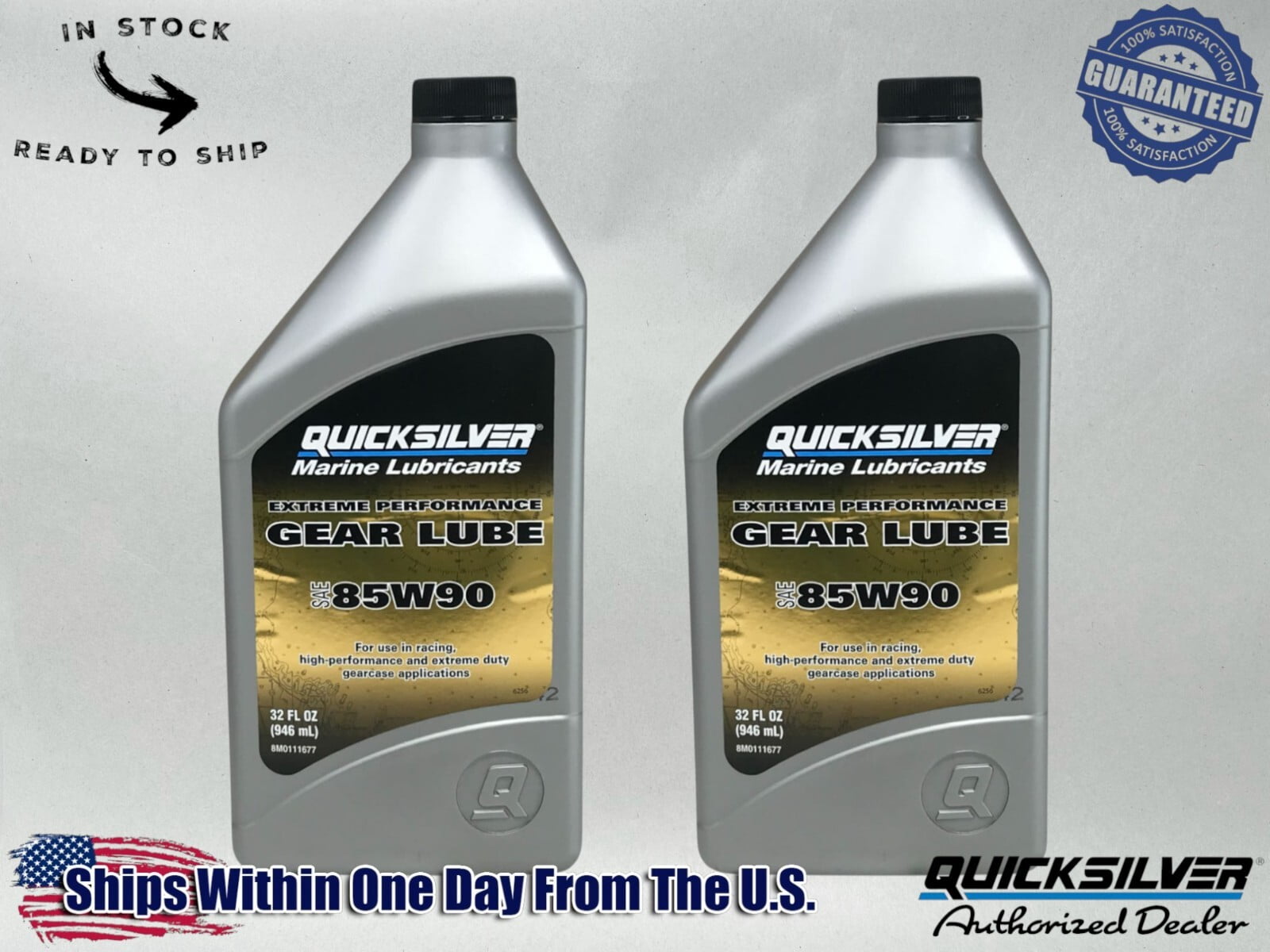 Quicksilver OEM SAE 85W90 Extreme Perf Gear Oil Quarts 92-8M0111677 2 ...