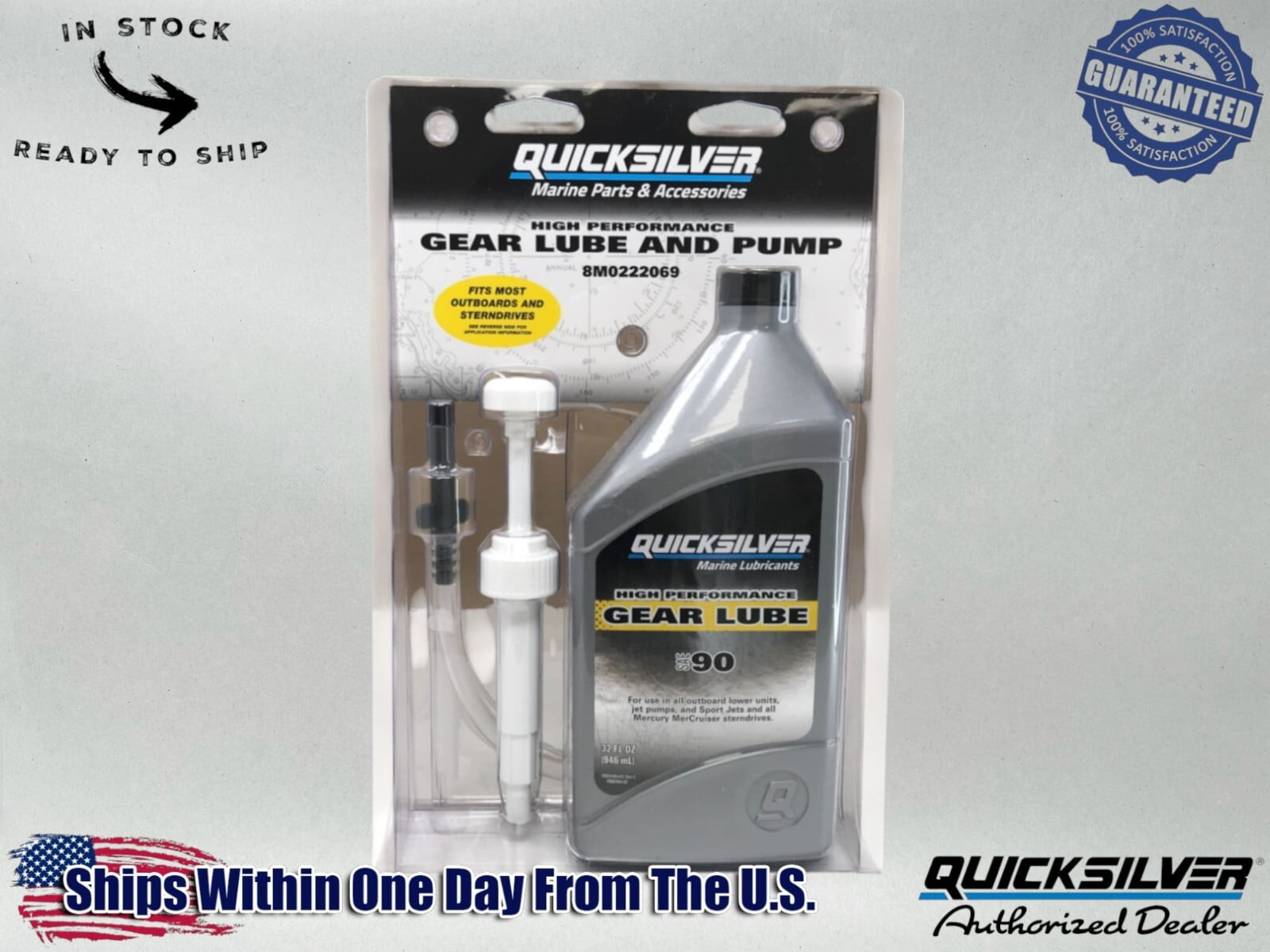 Quicksilver OEM SAE-90 High Perf Gear Lube Quart and Pump 92-8M0222069 - Walmart.com