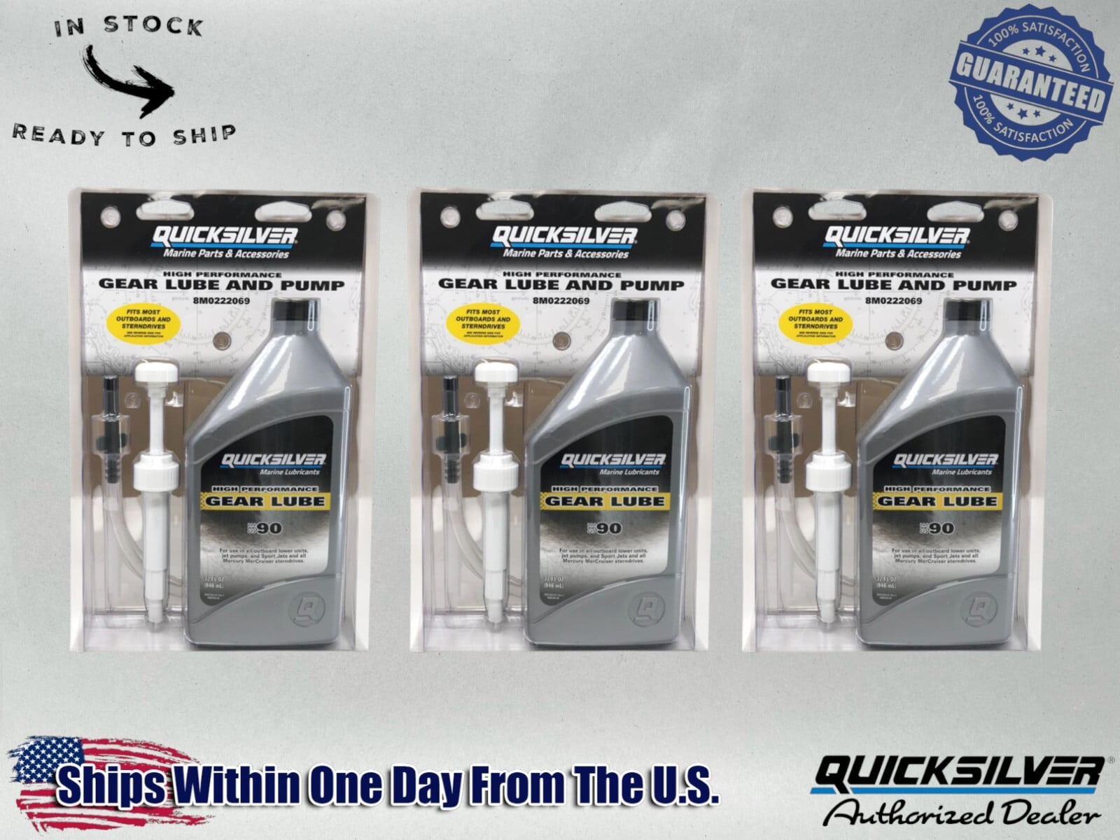 Quicksilver OEM SAE-90 High Perf Gear Lube Quart and Pumps 92-8M0222069 ...