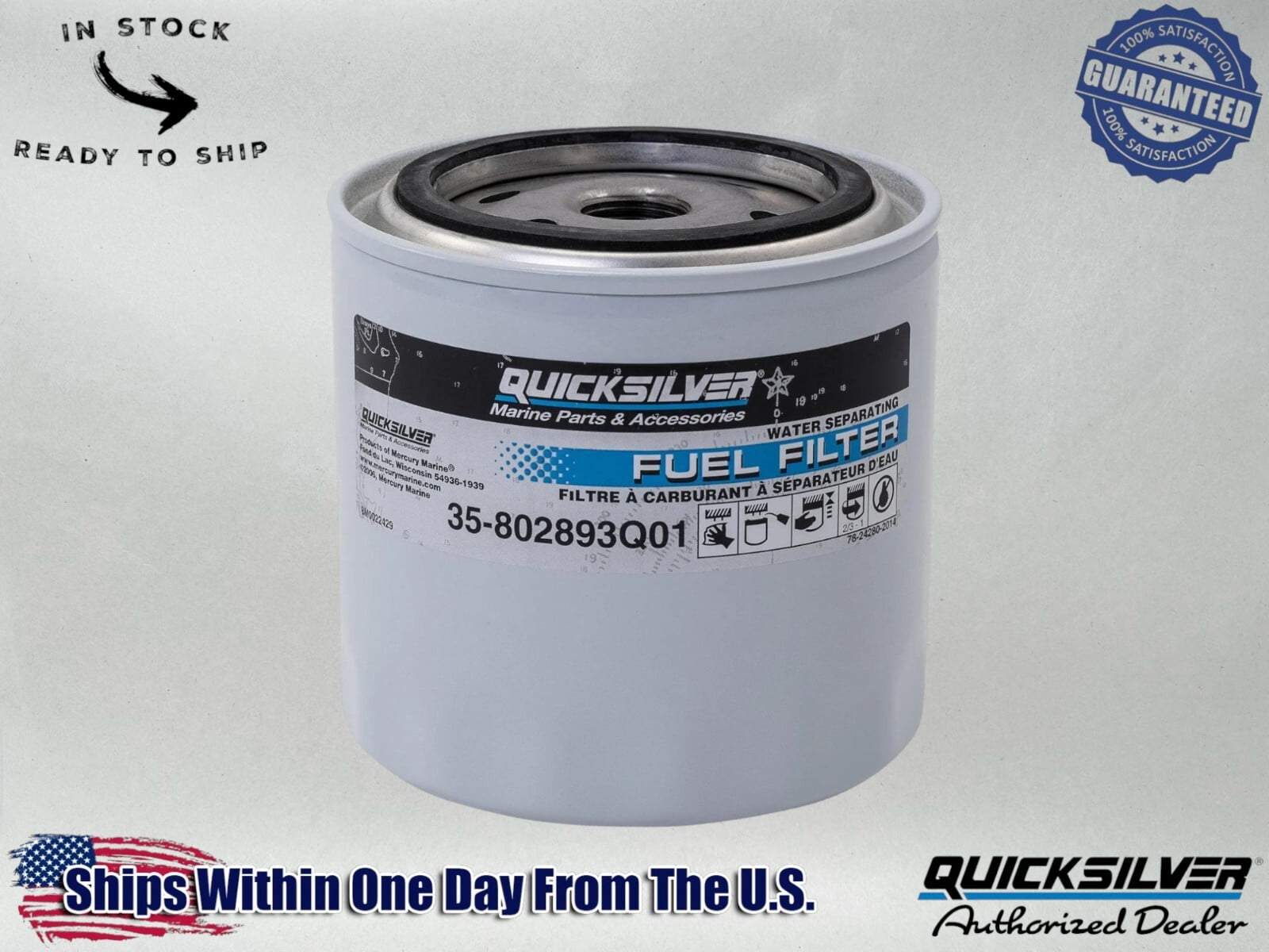 Quicksilver OEM Water Sep Fuel Filter Outboard and MerCruiser 802893Q01 ...