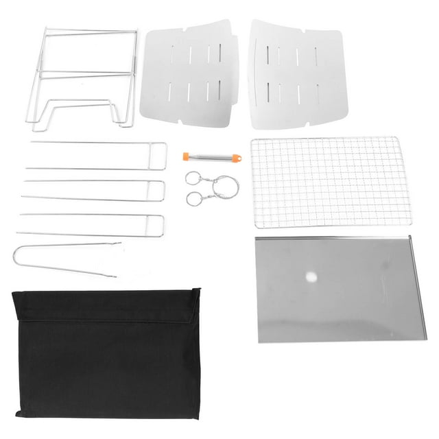 Quickwittc Camping BBQ Grill Stainless Steel Folding Curved Slot Design ...