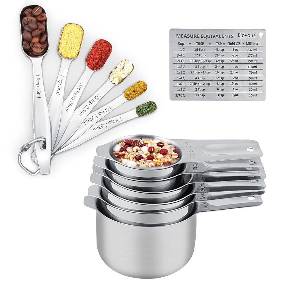 Quickwittc Measuring Cups and Spoons Sets, 13 Pieces Premium Stainless ...
