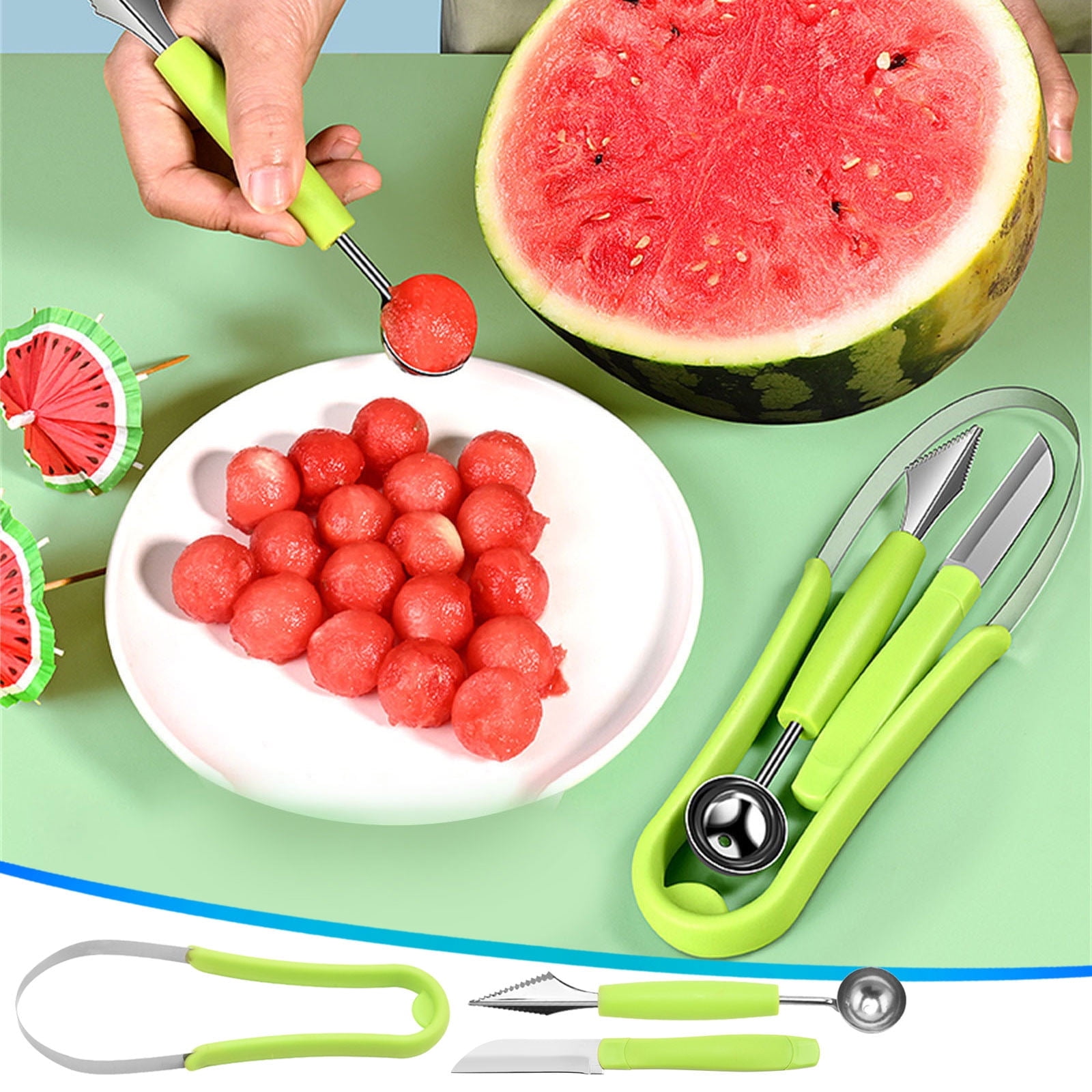Quickwittc Melon Baller Scoop Set,Professional 4 In 1 Stainless Steel ...