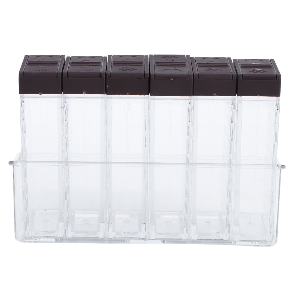 Quickwittc Set of 6 Plastic Clear Seasoning Box with Base Camping 2-Way ...