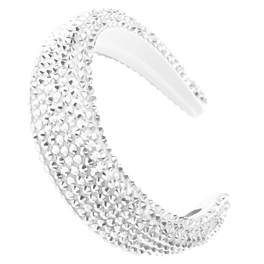 Quickwittc Women's Sparkling Crystal Padded Rhinestone Wide Bejeweled ...