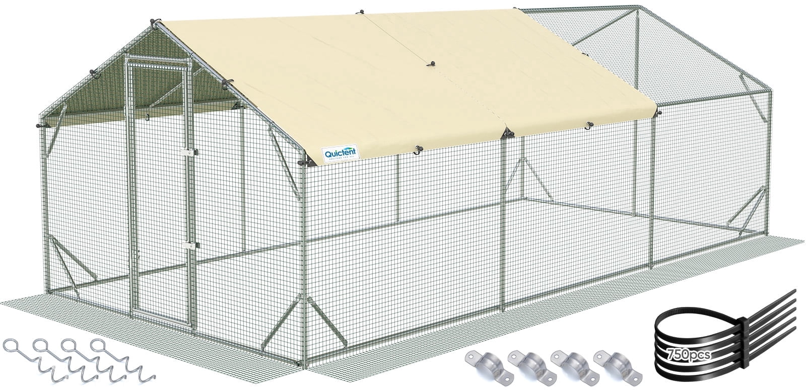 Quictent Chicken Coop, Metal 19.7'x9.8'x6.6', Waterproof Anti-UV ...