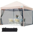 Quictent 10' x 10' Pop up Canopy with Netting, Screen House, Tan ...