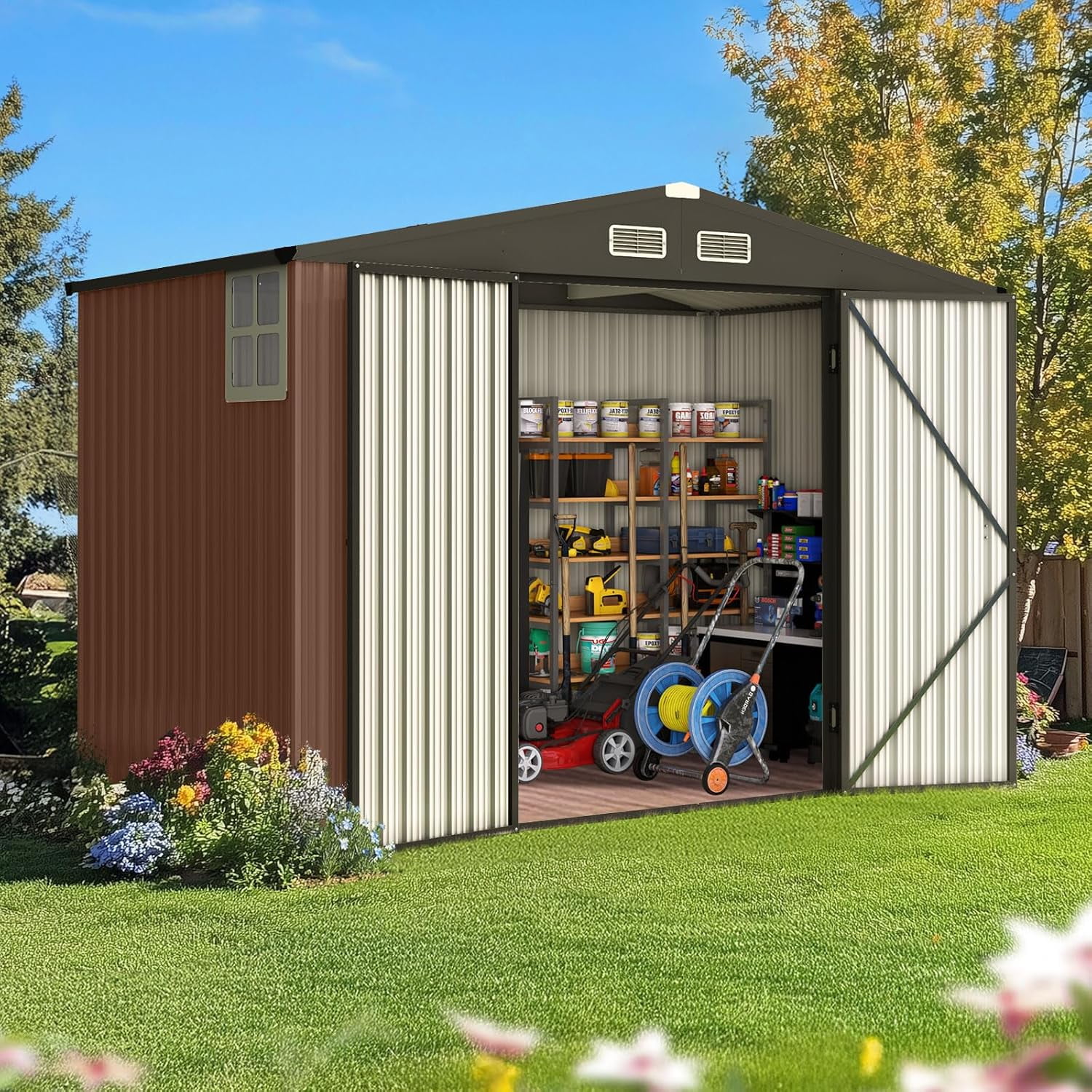 Quictent 10'x10' Enclosed Canopy, Outdoor Storage Shed with Ventilated ...