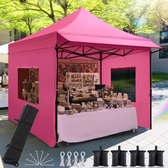 Quictent Heavy Duty 10x10 Pop Up Canopy Tent with Sidewalls and Awning ...