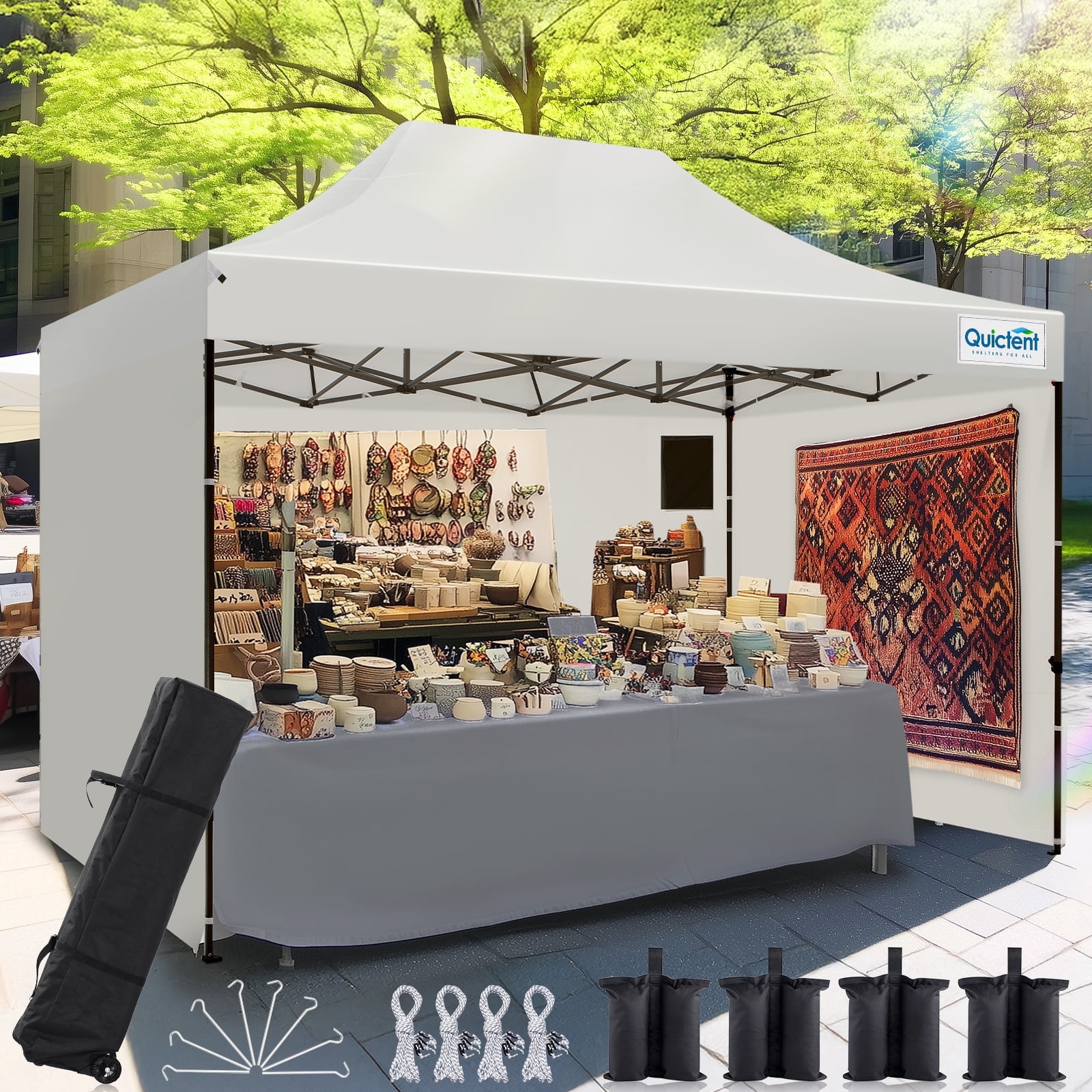 Quictent 10'x15' Heavy Duty Pop up Canopy Tent with Sidewalls, Easy up ...
