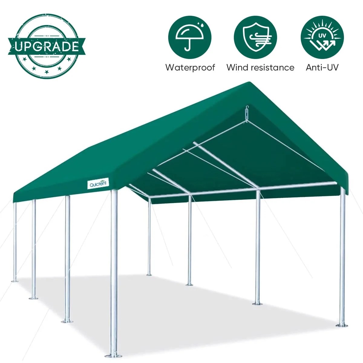 Quictent 10x20ft Carport, Heavy-Duty Outdoor Garage, Galvanized Canopy ...