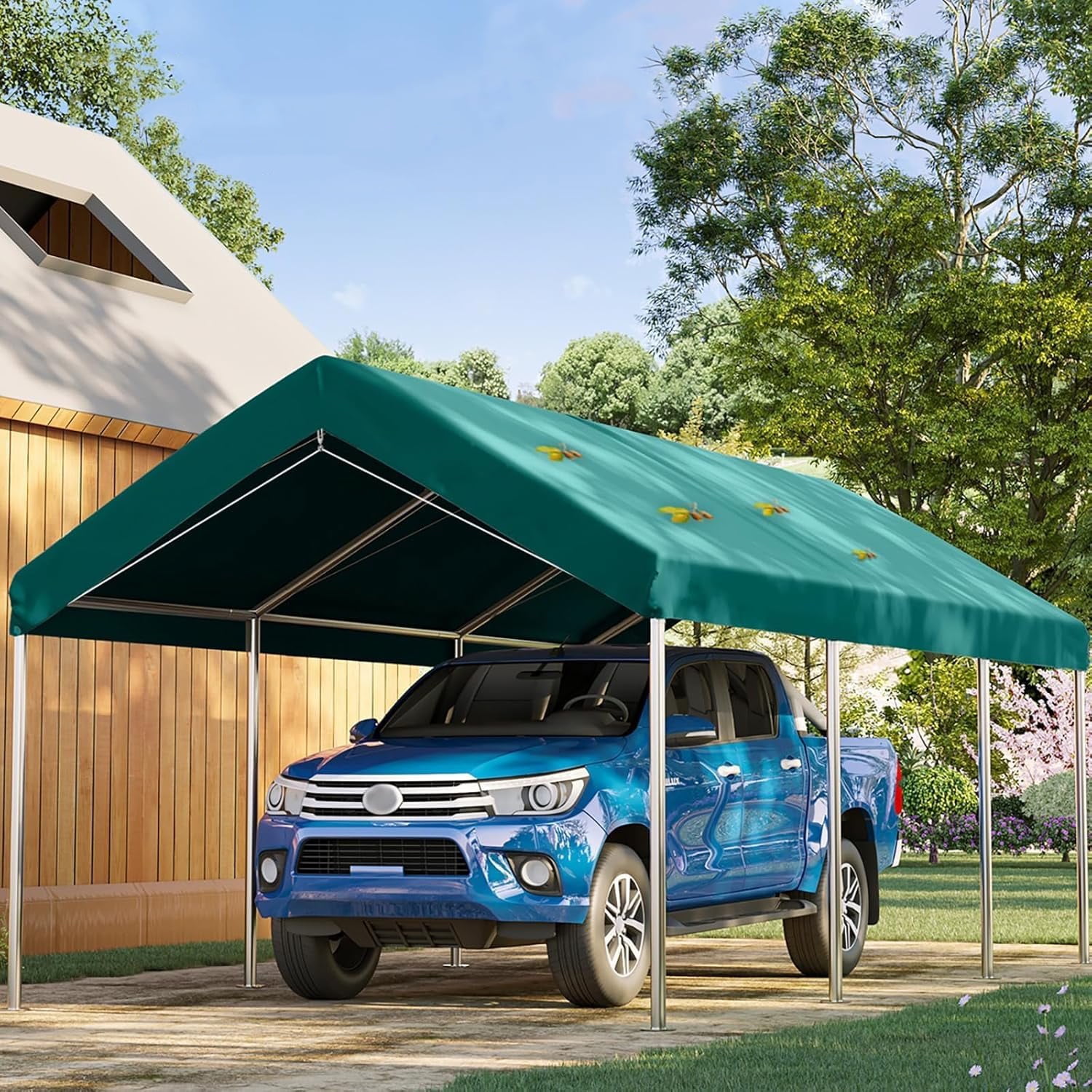 Quictent 10’x20’ Heavy Duty Carport Car Canopy Galvanized Car Boat ...