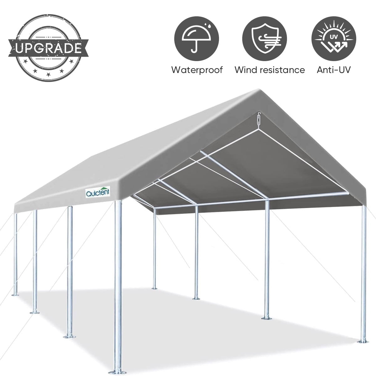 Quictent 10’x20’ Heavy Duty Carport Car Canopy Galvanized Car Boat ...