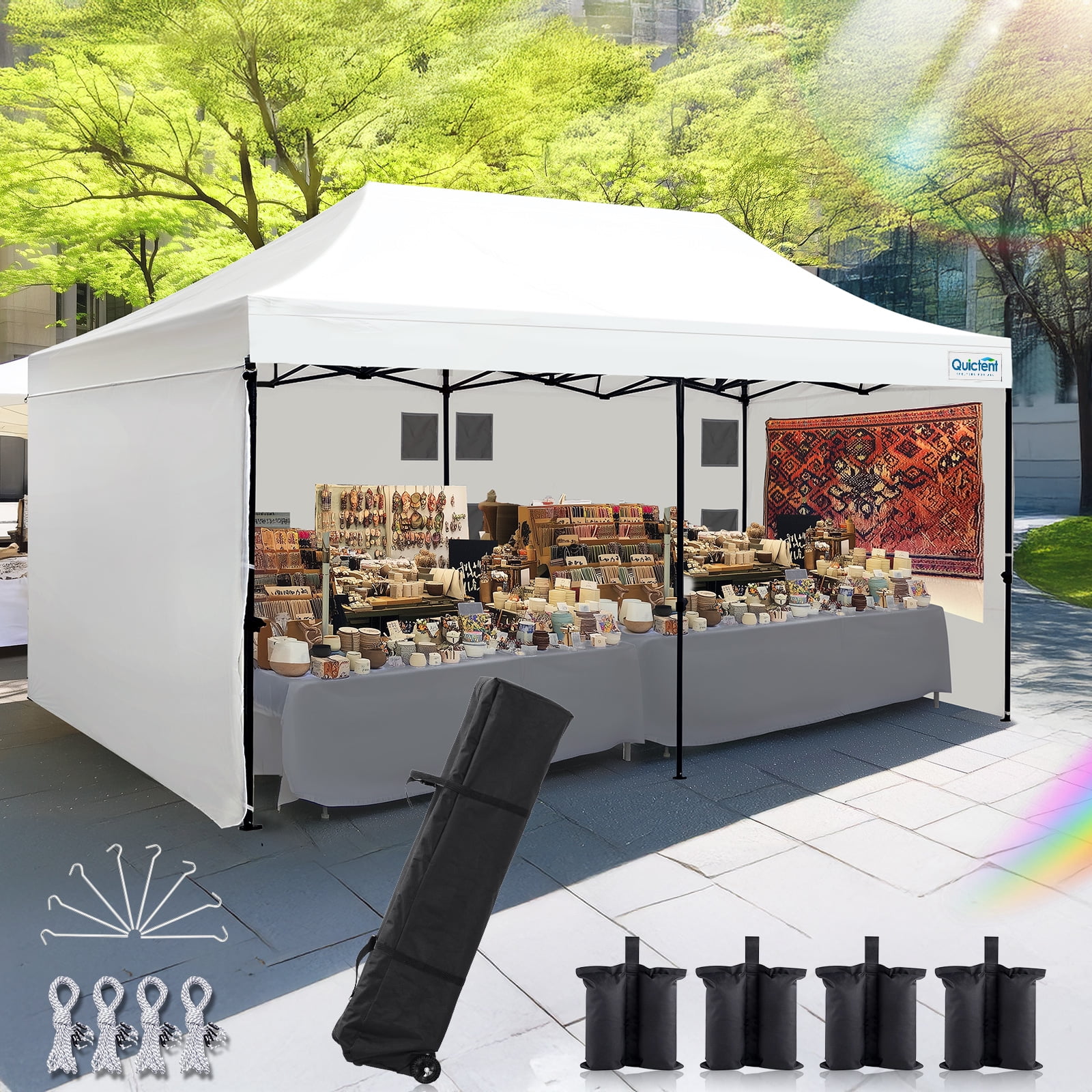 Quictent 10'x20' Heavy Duty Pop up Canopy Tent with Sidewalls, Easy up ...