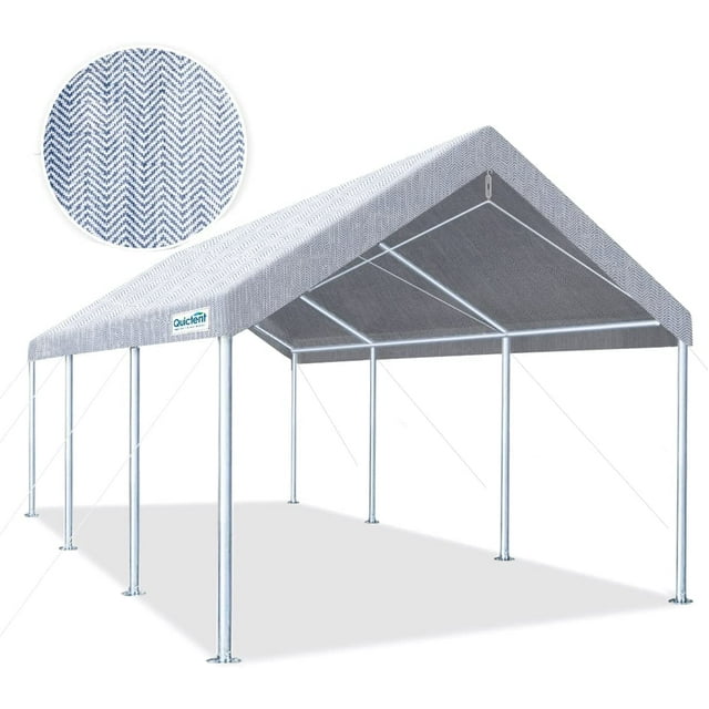 Quictent 10X20ft Heavy Duty Carport Car Canopy Galvanized Car Boat ...