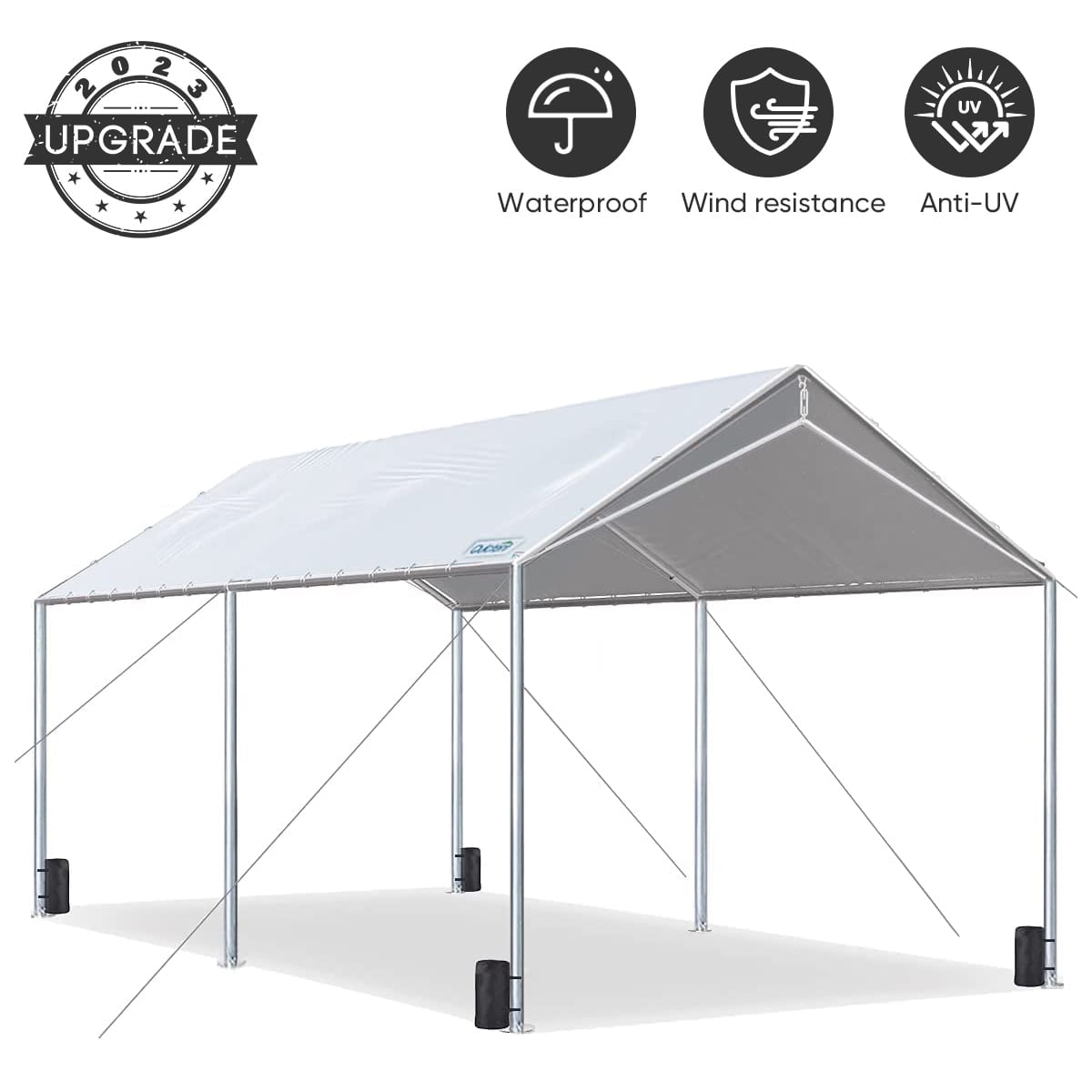 Quictent 10X20ft Heavy Duty Carport Outdoor Car Canopy with 3 ...