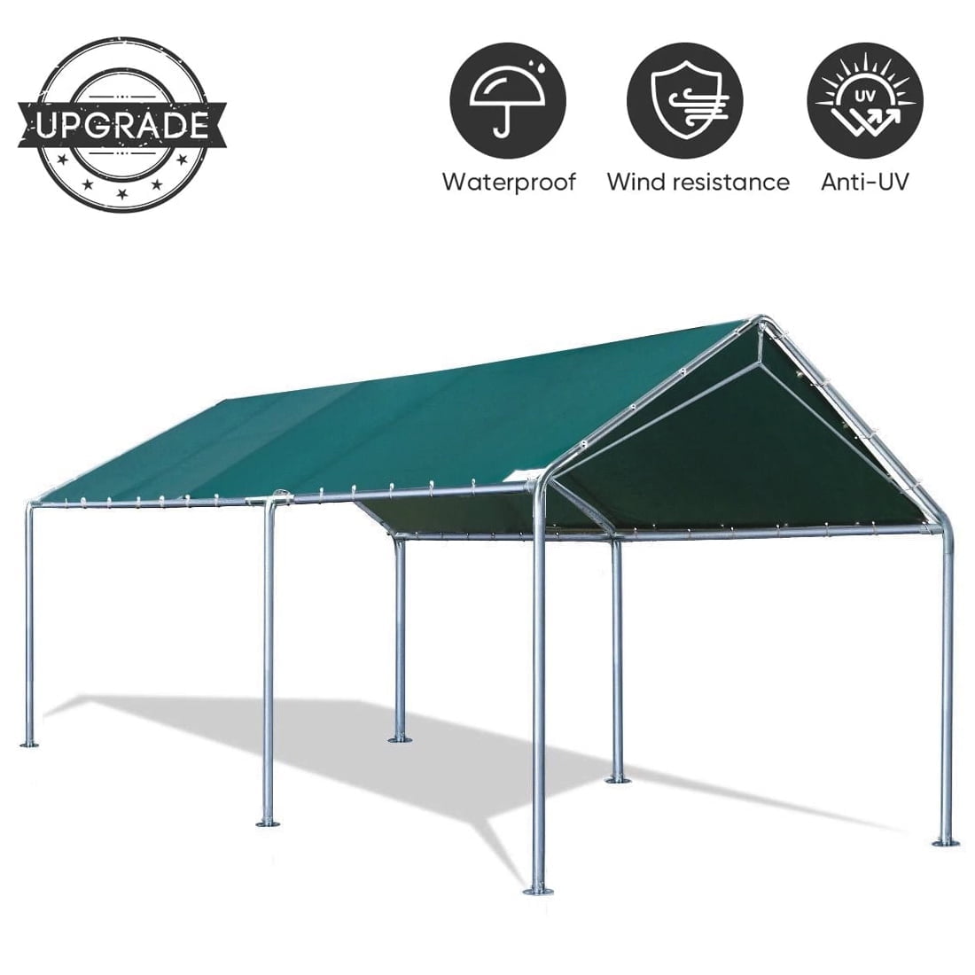 Quictent 10’x20’ Carport Heavy Duty Car Canopy Galvanized Car Boat ...
