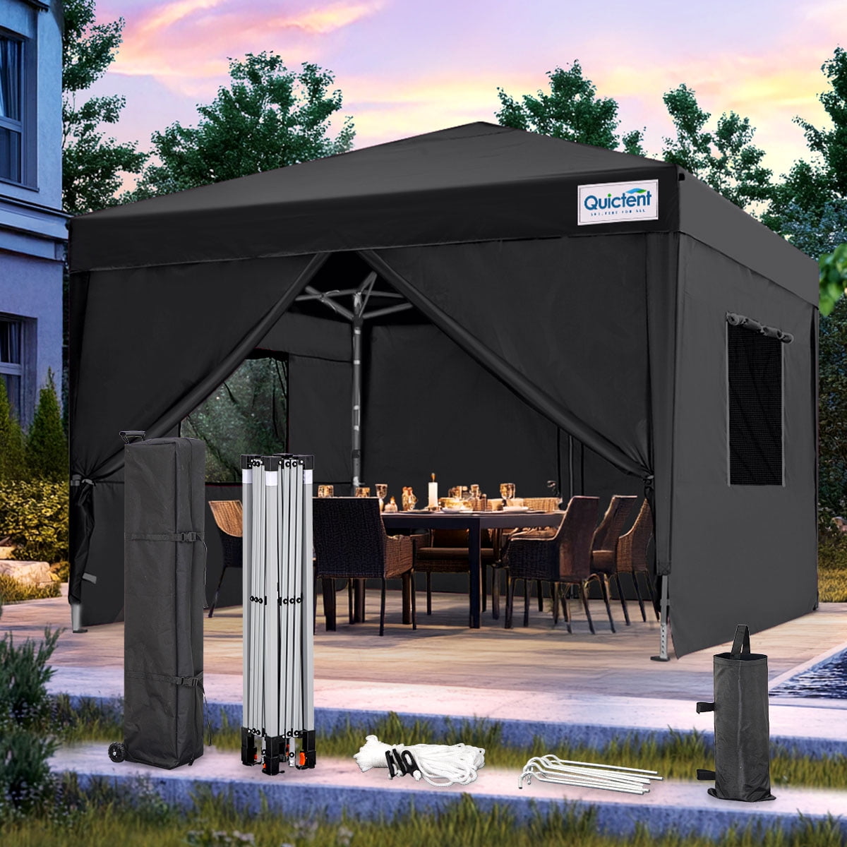 Quictent 10x10 ft Black Pop-up Outdoor Canopies, Waterproof - Walmart.com