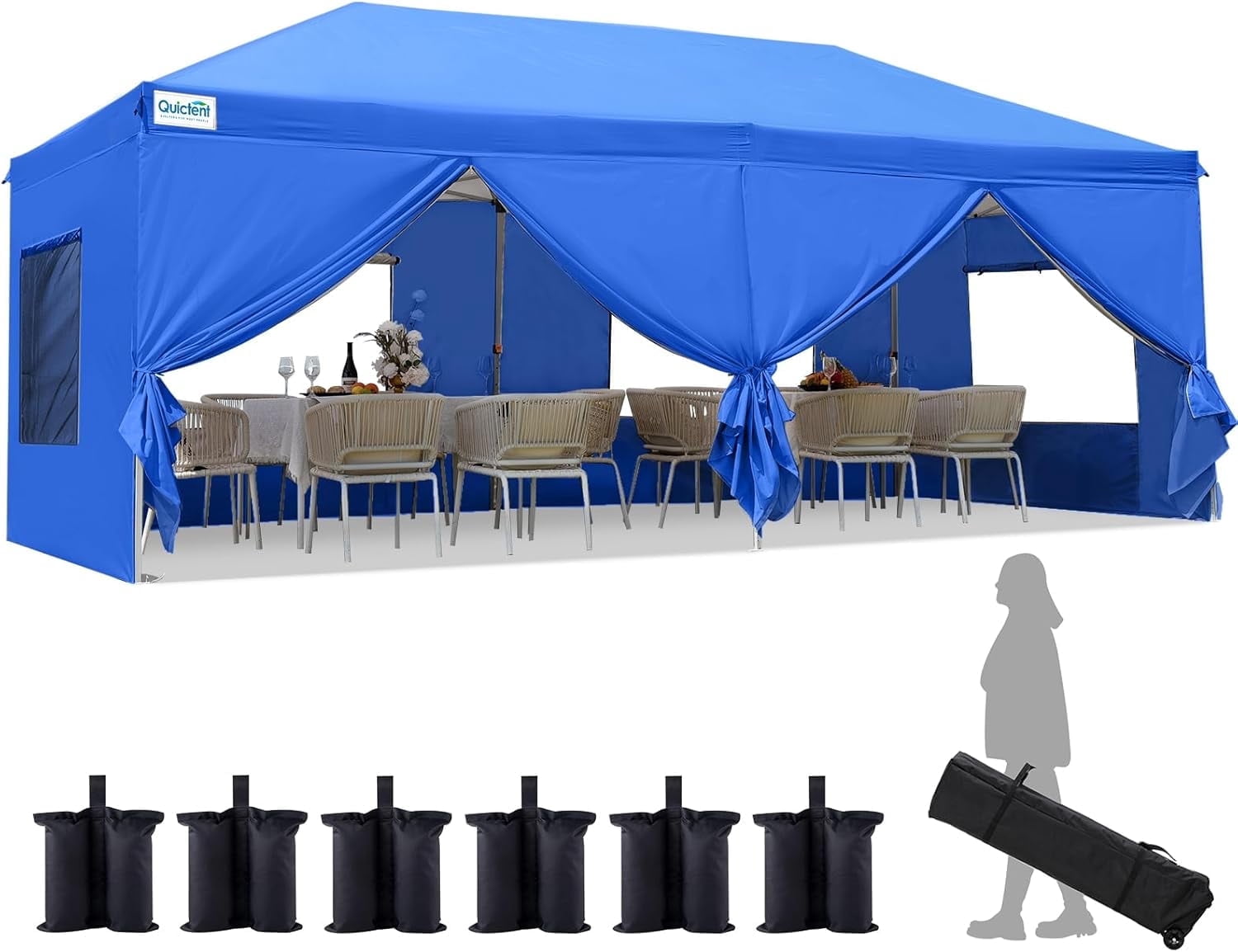 Quictent 10x20 ft Pop up Canopy with Mesh Window Sidewalls Ez up Canopy ...