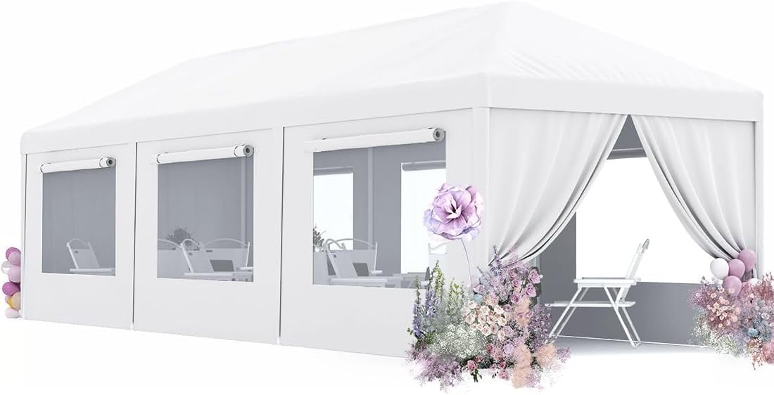 Quictent 10x30 Heavy Duty Party Tent with 6 Removable Mesh Windows ...