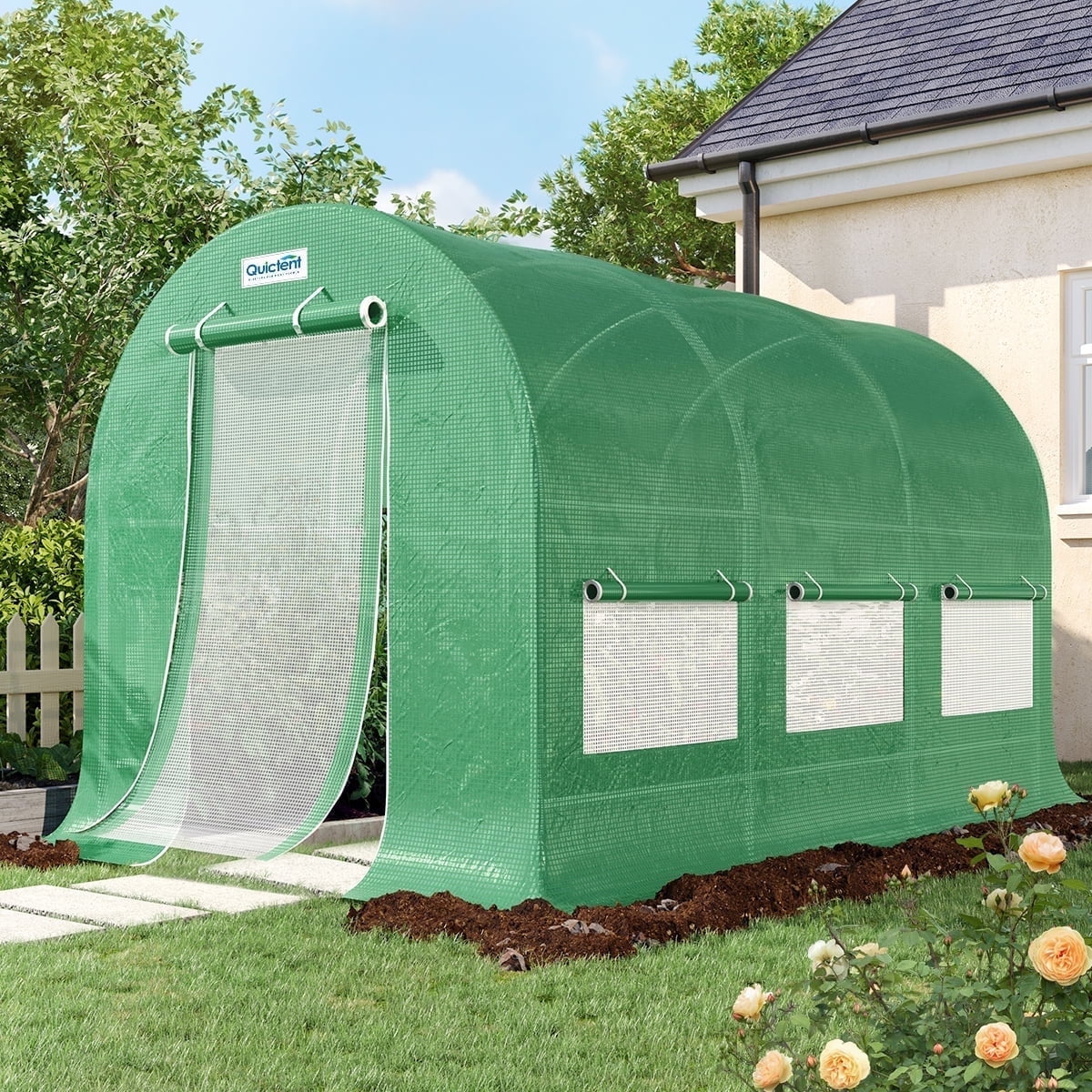 BENTISM Large Outdoor Walk-in Tunnel Greenhouse with Galvanized Frame ...