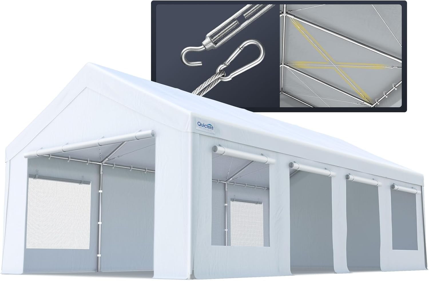 Quictent 13x25 ft Heavy Duty Carports with Side Zipper Doors ...