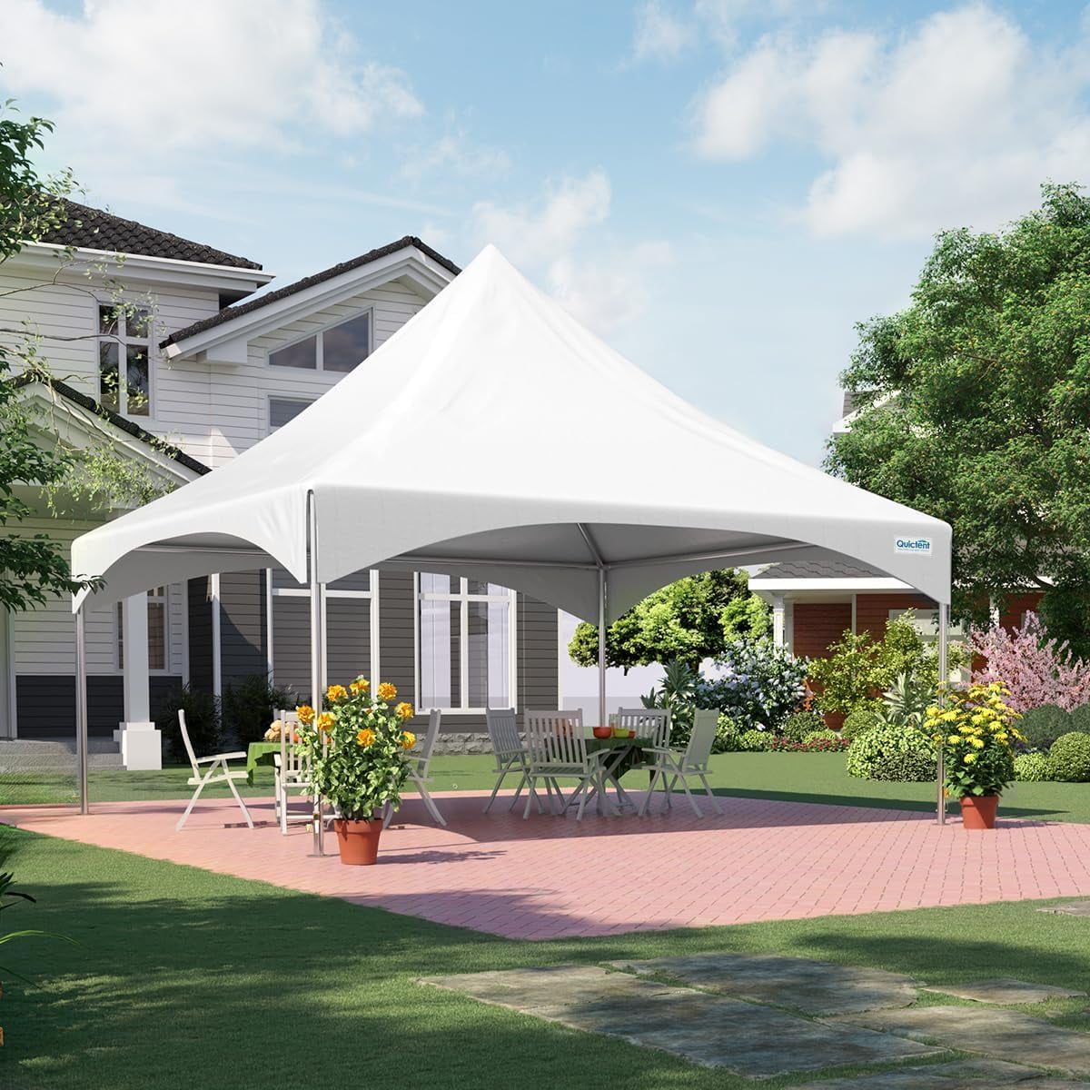 Quictent 16x16ft High Peak Frame Fire Retardant Party Tent White ...
