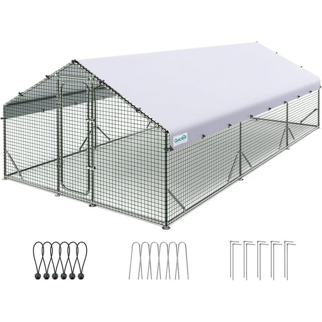 Quictent 18x9x6.6FT Large Metal Chicken Coop Run for 30+ Poultry ...