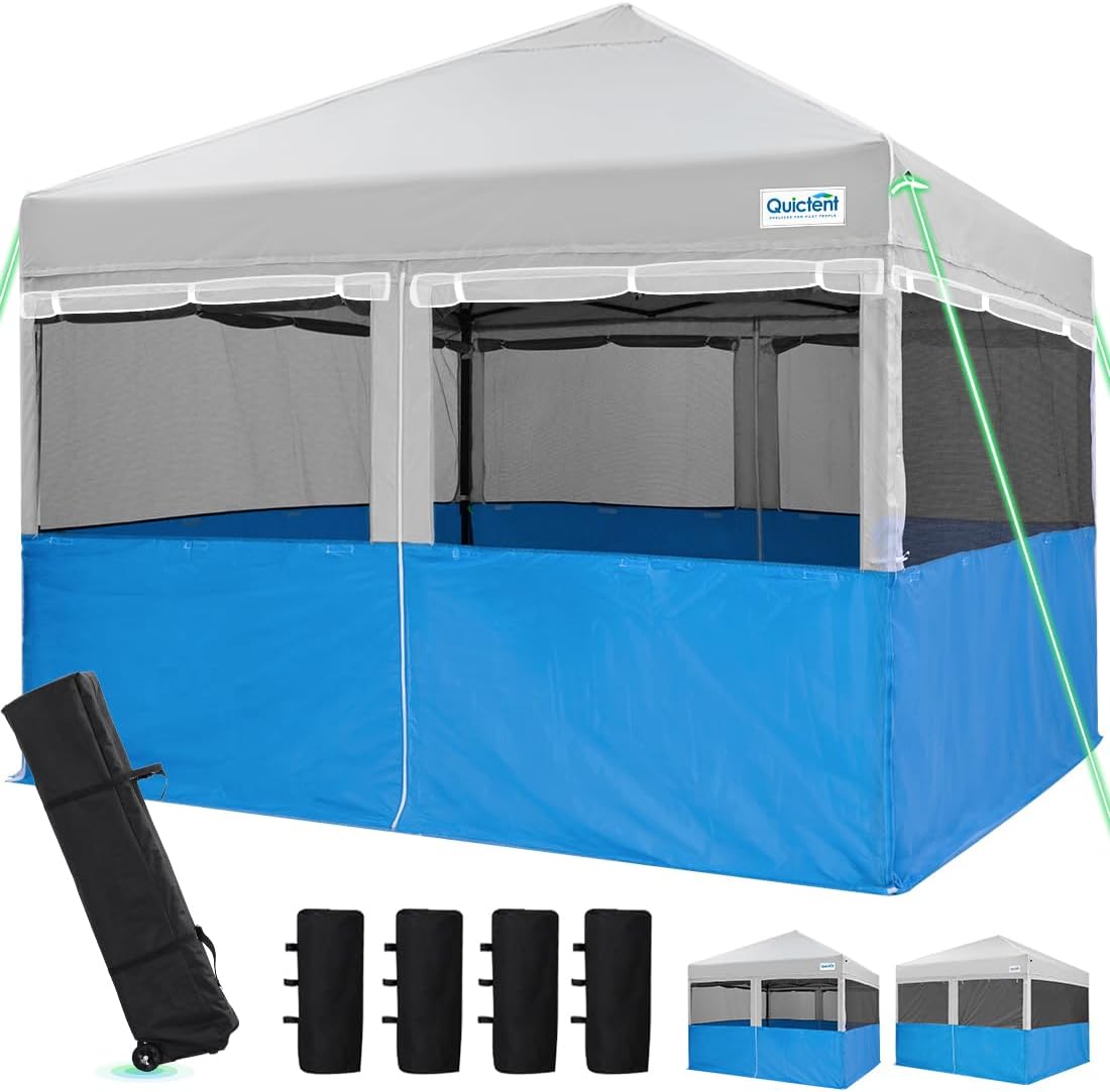 Quictent 2 in 1 Pop up Canopy Tent 10’x10’, Screened Canopy and with 4 ...