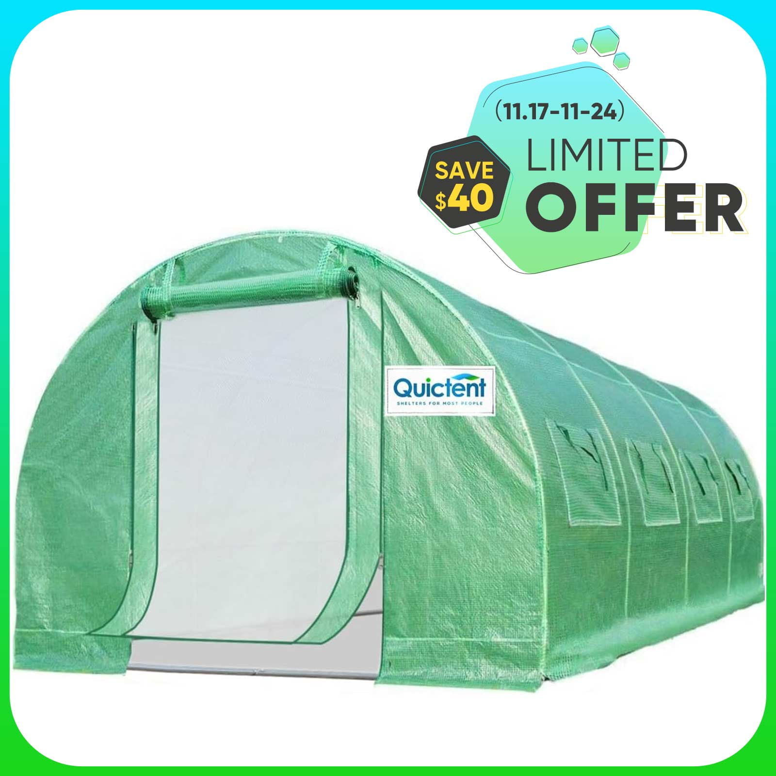 Quictent 20’x10’x6.6’ Upgraded Portable Greenhouse, Heavy Duty Galvanized Steel, Green Gardening ...