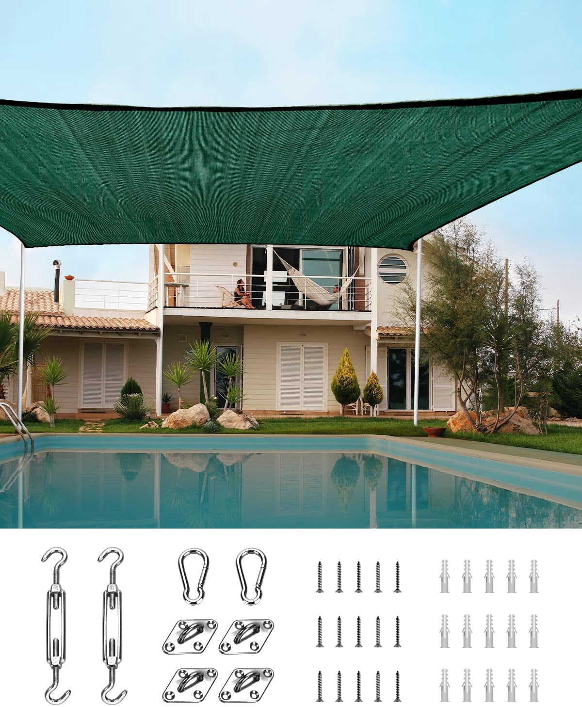 Quictent 20X26FT Large Oversized Sun Shade Sail 185G HDPE Rectangle ...