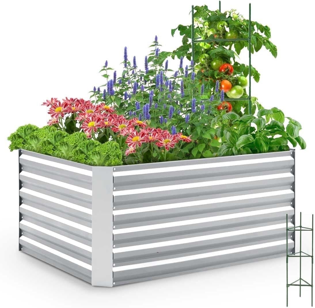 Quictent 4x3x2 ft Galvanized Raised Garden Bed Extra Height Outdoor ...