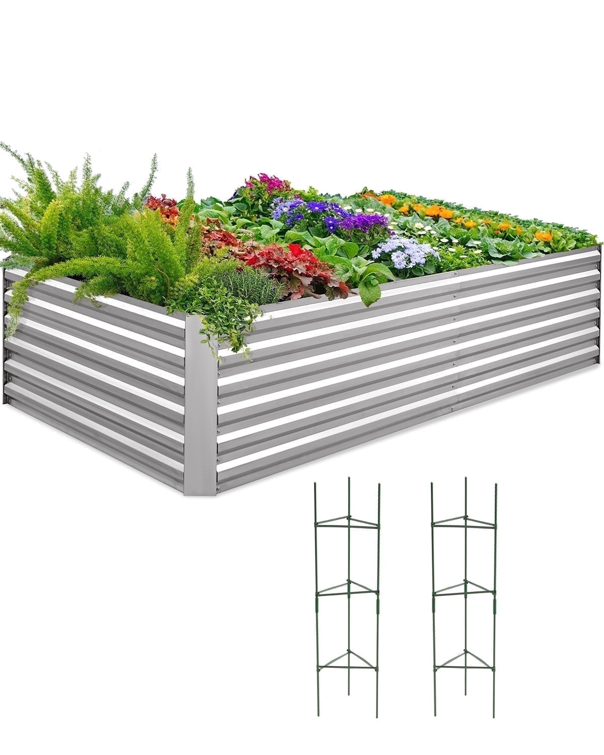 Quictent 8x4x2ft Heavy Duty Raised Bed with Large Drainage & 2 Tomato ...